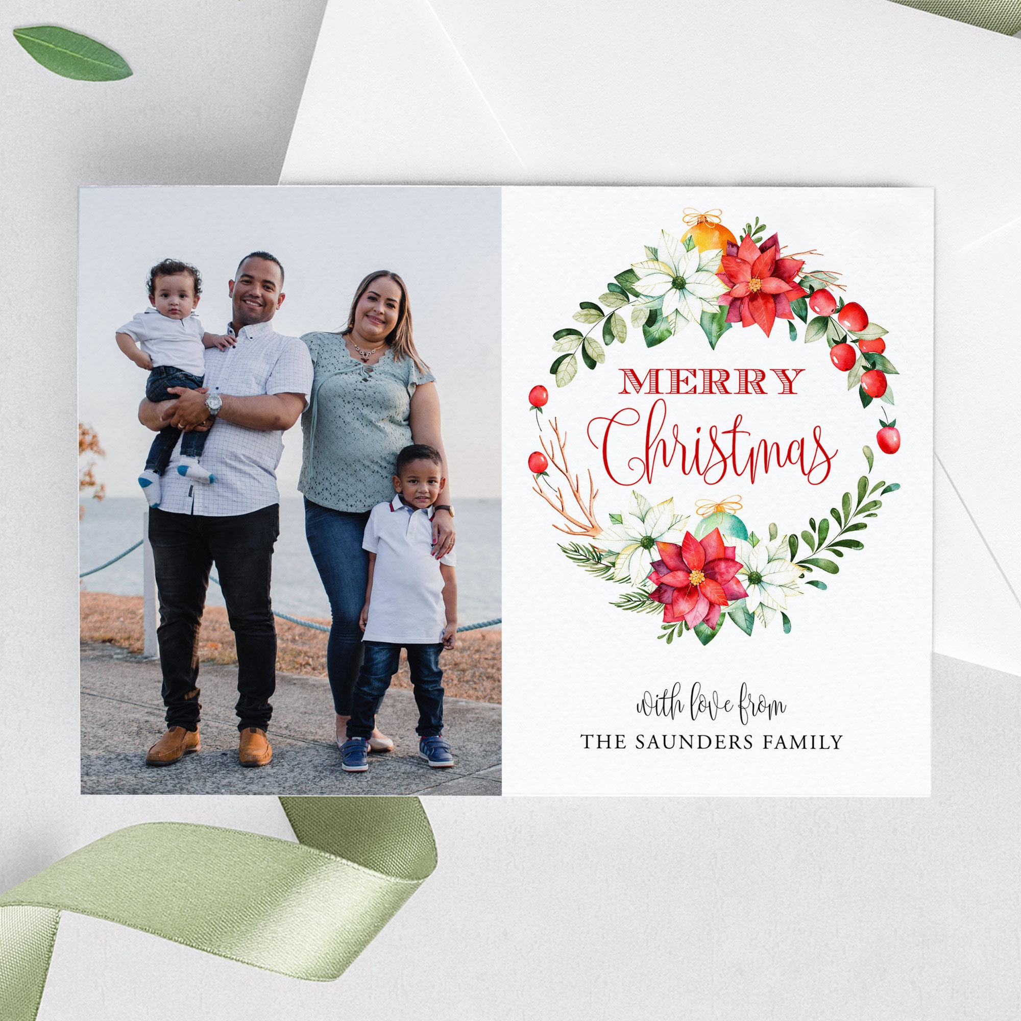 Christmas Card Template With Photo Editable Christmas Greeting Card - Etsy