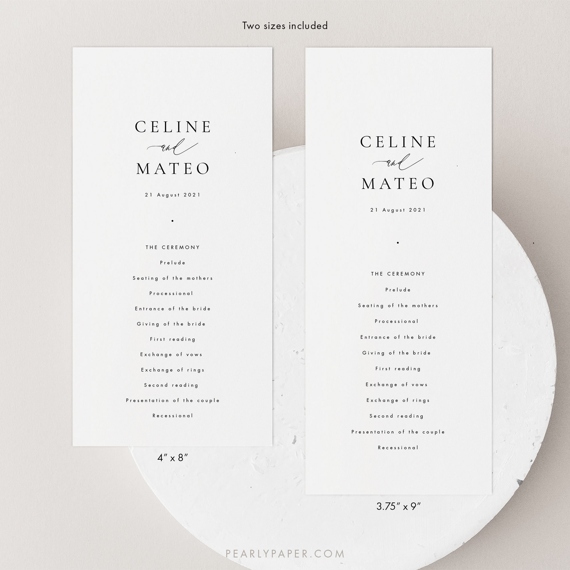 Printable Wedding Ceremony Program Template, Simple Program Templett ...