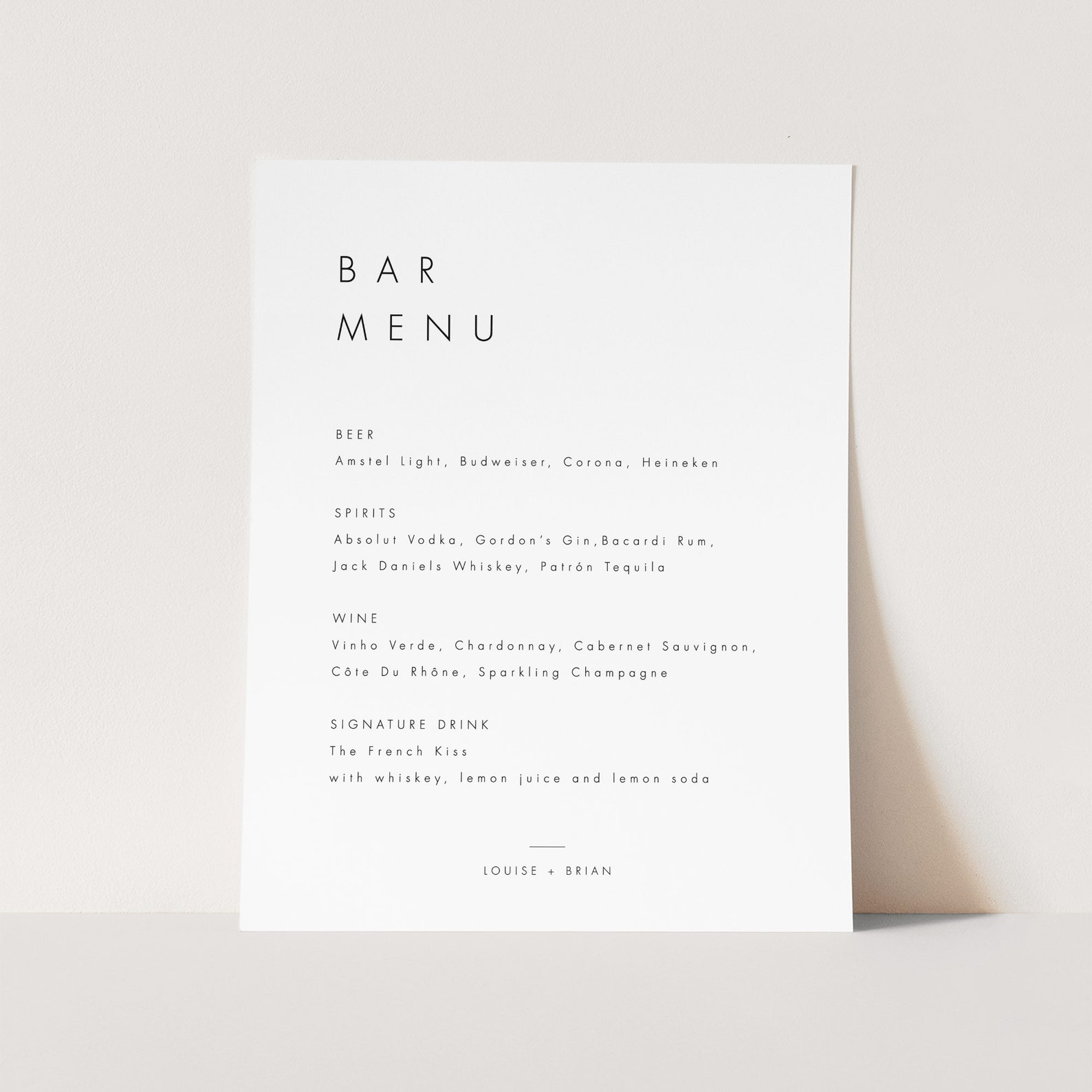 Minimalist Bar Menu Sign Template Templett Minimalist Bar Menu Sign ...