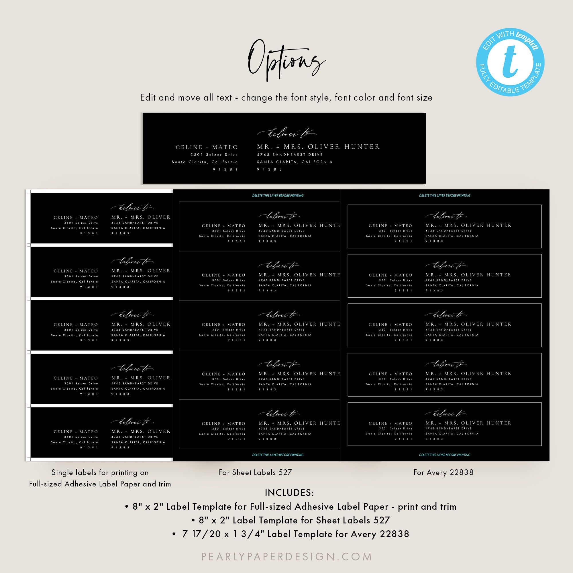 Wraparound Address Label Template, Printable Label Template for ...