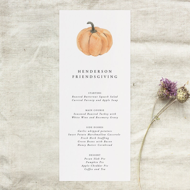 Friendsgiving Menu Template Download Rustic Holiday Menu - Etsy