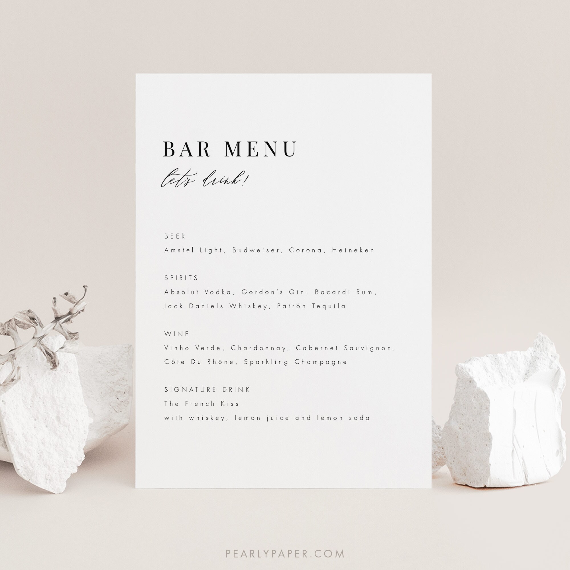Minimalist Bar Menu Sign Template Templett Minimalist Bar Menu - Etsy