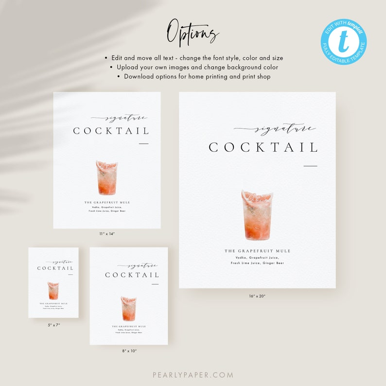 Signature Cocktail Menu Template Signature Cocktails Sign - Etsy