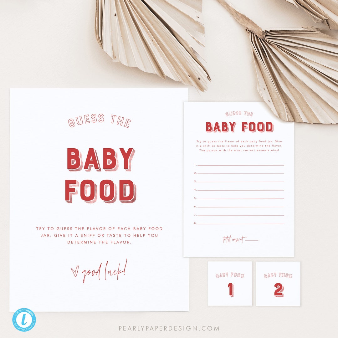 Guess the Baby Food Game, Modern Baby Shower Game Template, Baby Jar ...