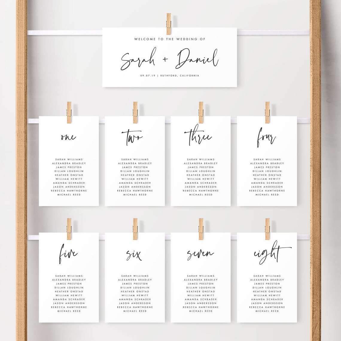 Minimalist Seating Chart Template Simple Table Cards Wedding - Etsy