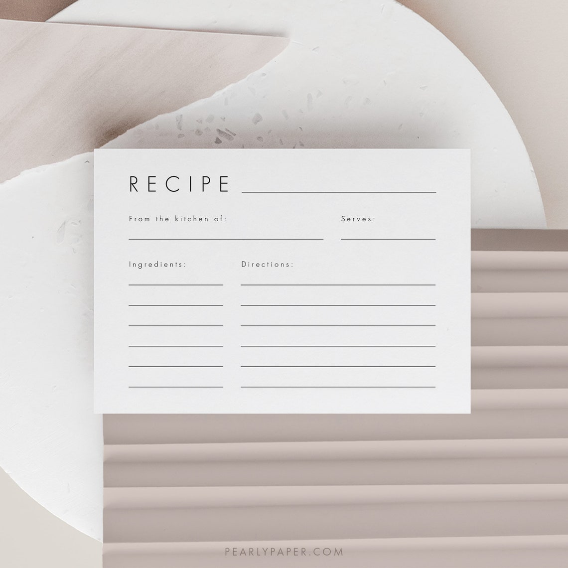 Minimalist Recipe Card Personalized Recipe Template Download Modern ...