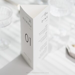 Trifold Table Number Template, Minimalist Wedding Menu Template ...