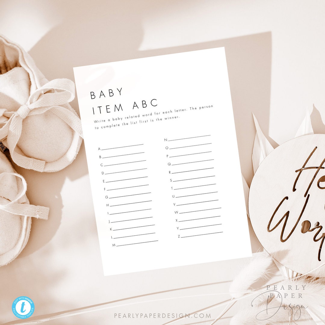 Baby Items ABC Game Template, Minimalist Baby Item Letter Game ...