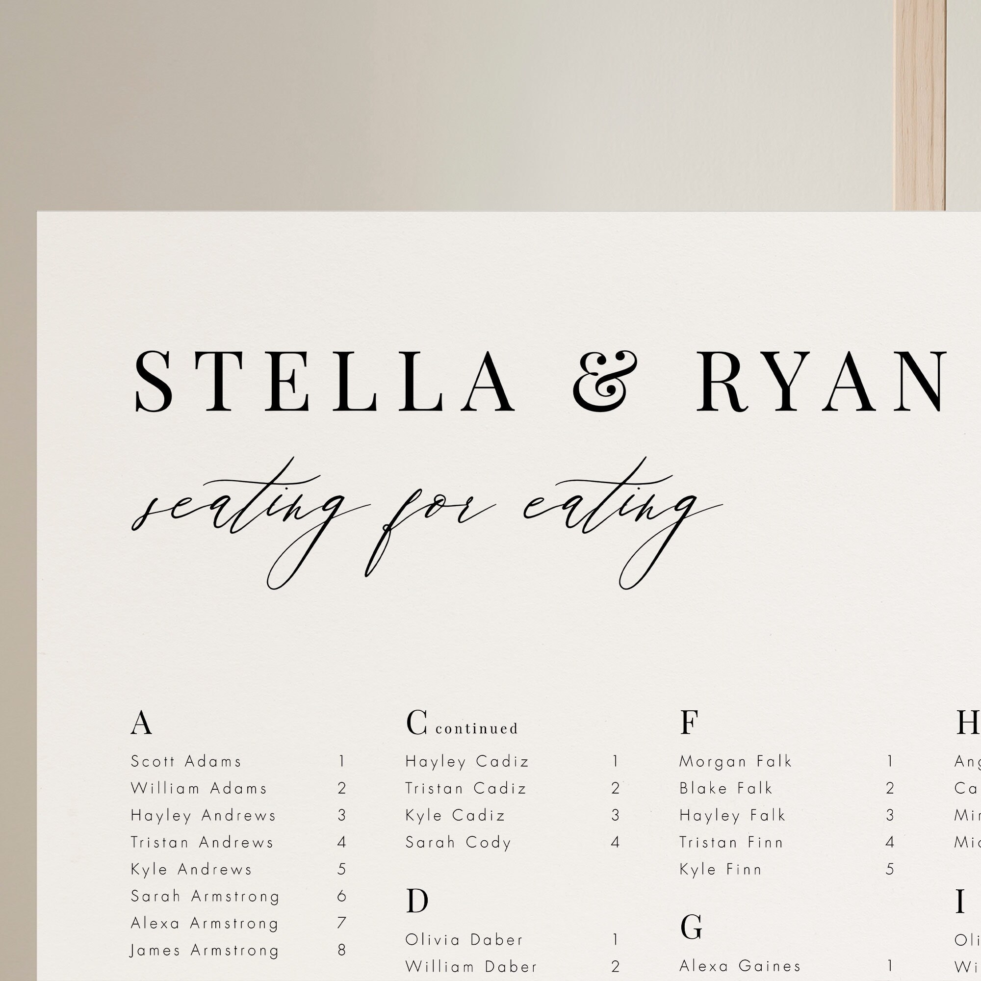 Alphabetical Seating Chart Template Download Minimalist Seating ...