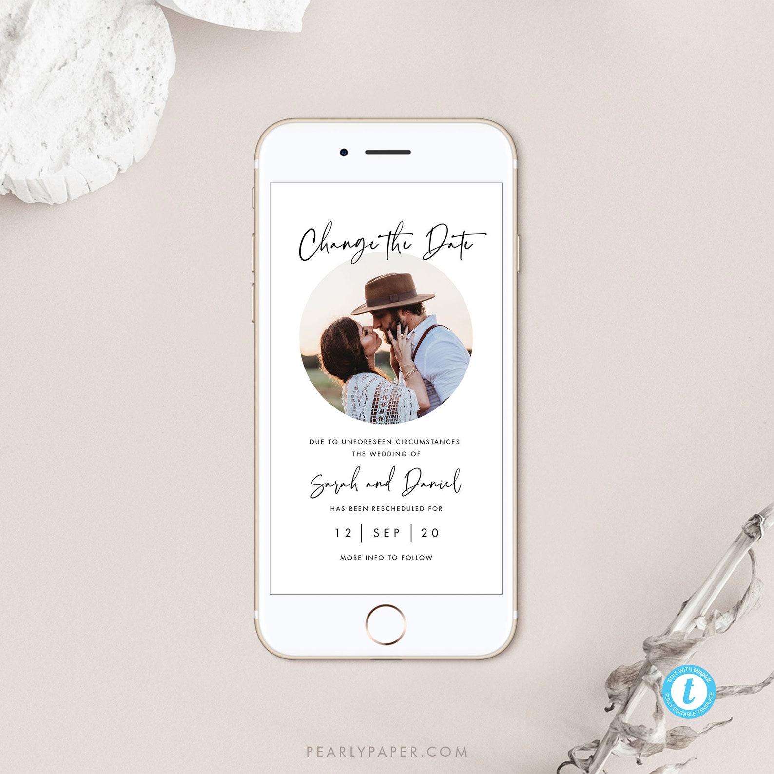 Electronic Change of Date Template Download Rescheduled - Etsy