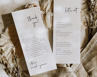 Thank You Menu Note - Etsy