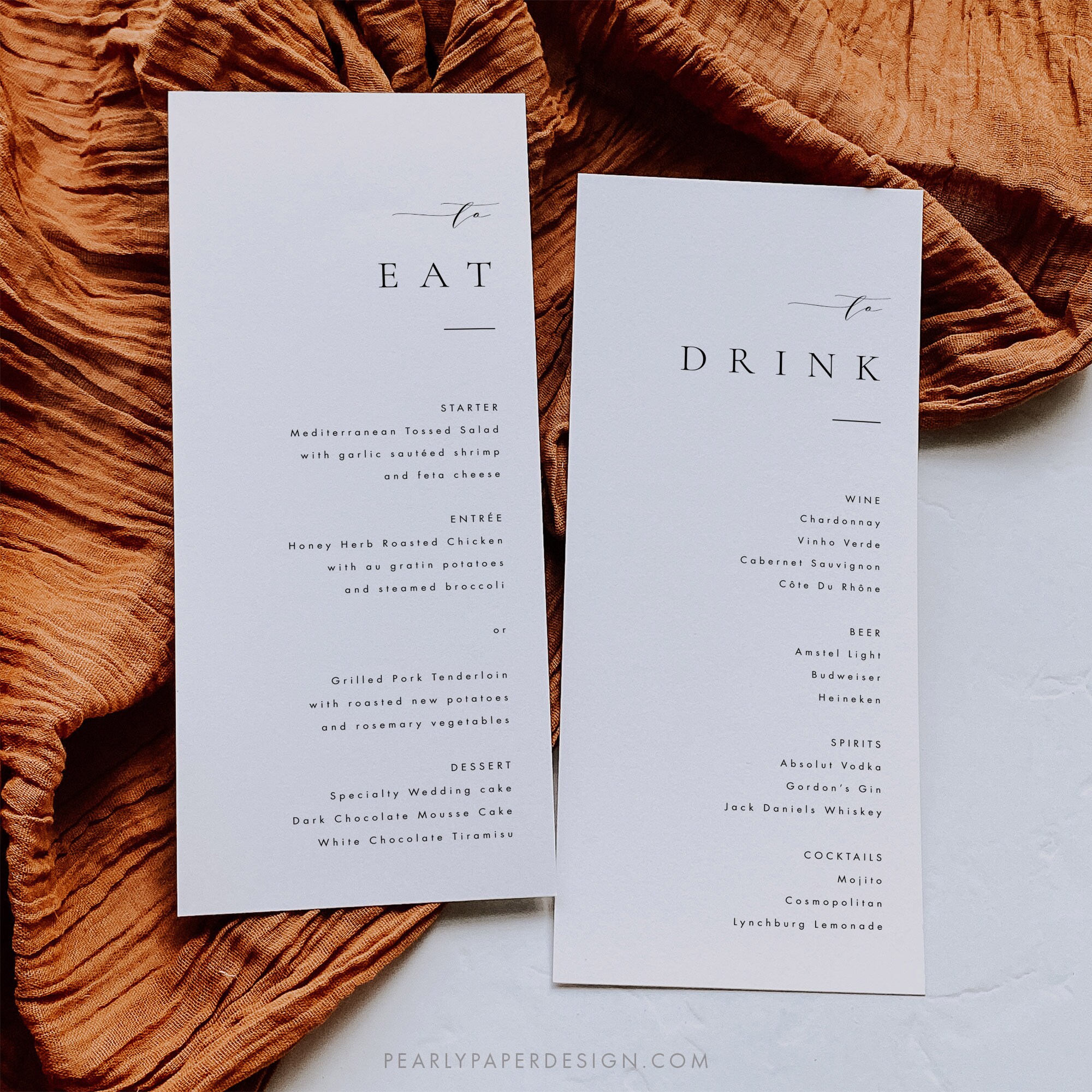 Elegant and Simple Menu Template Download Modern Wedding Menu Modern ...
