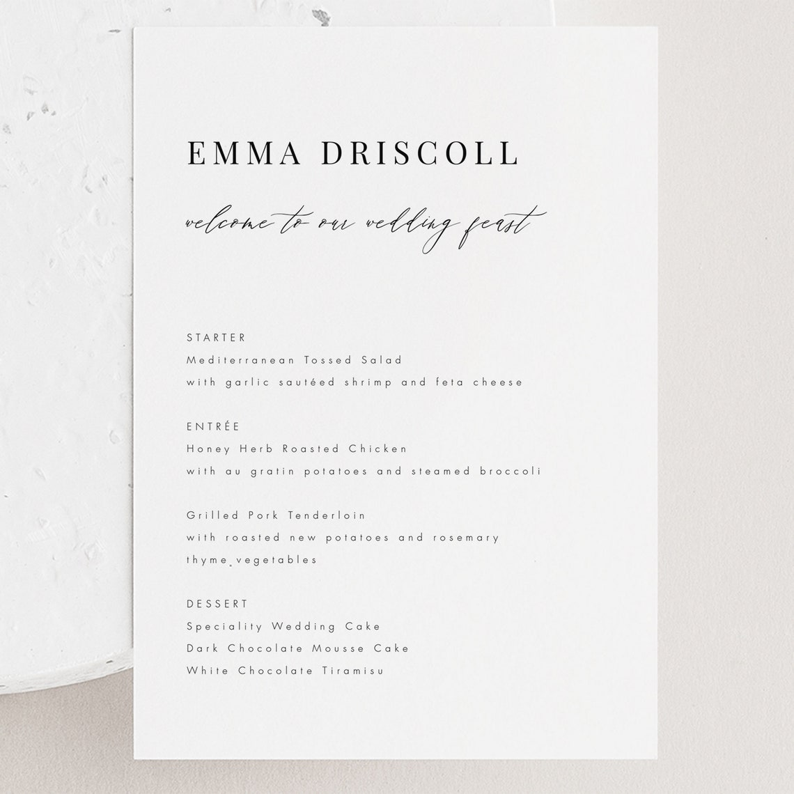 Personalized Wedding Menu Place Cards Template Templett - Etsy