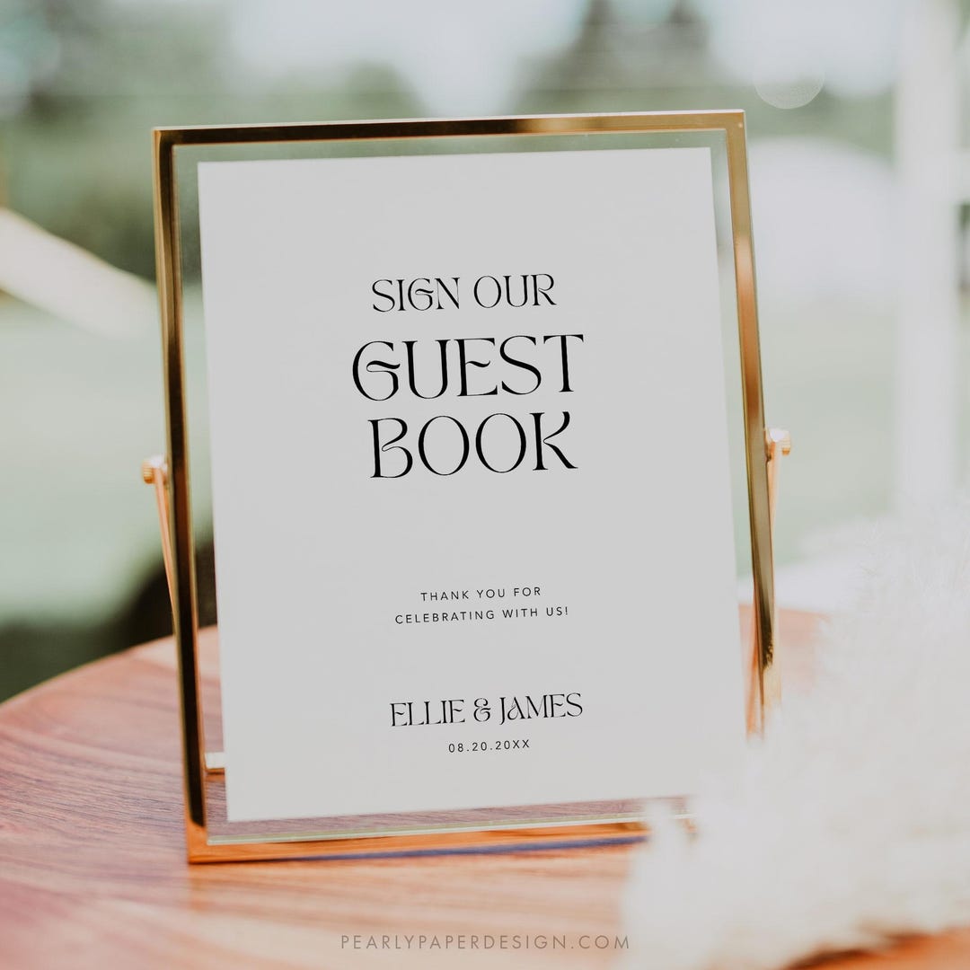 Modern Guest Book Sign Template, Minimalist Guest Book Sign, Simple ...