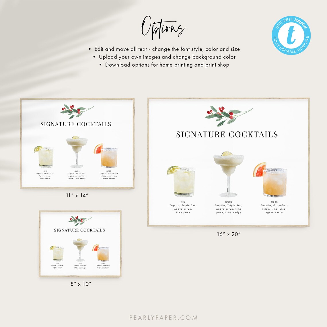 Printable Signature Cocktails Sign Template Download Christmas - Etsy