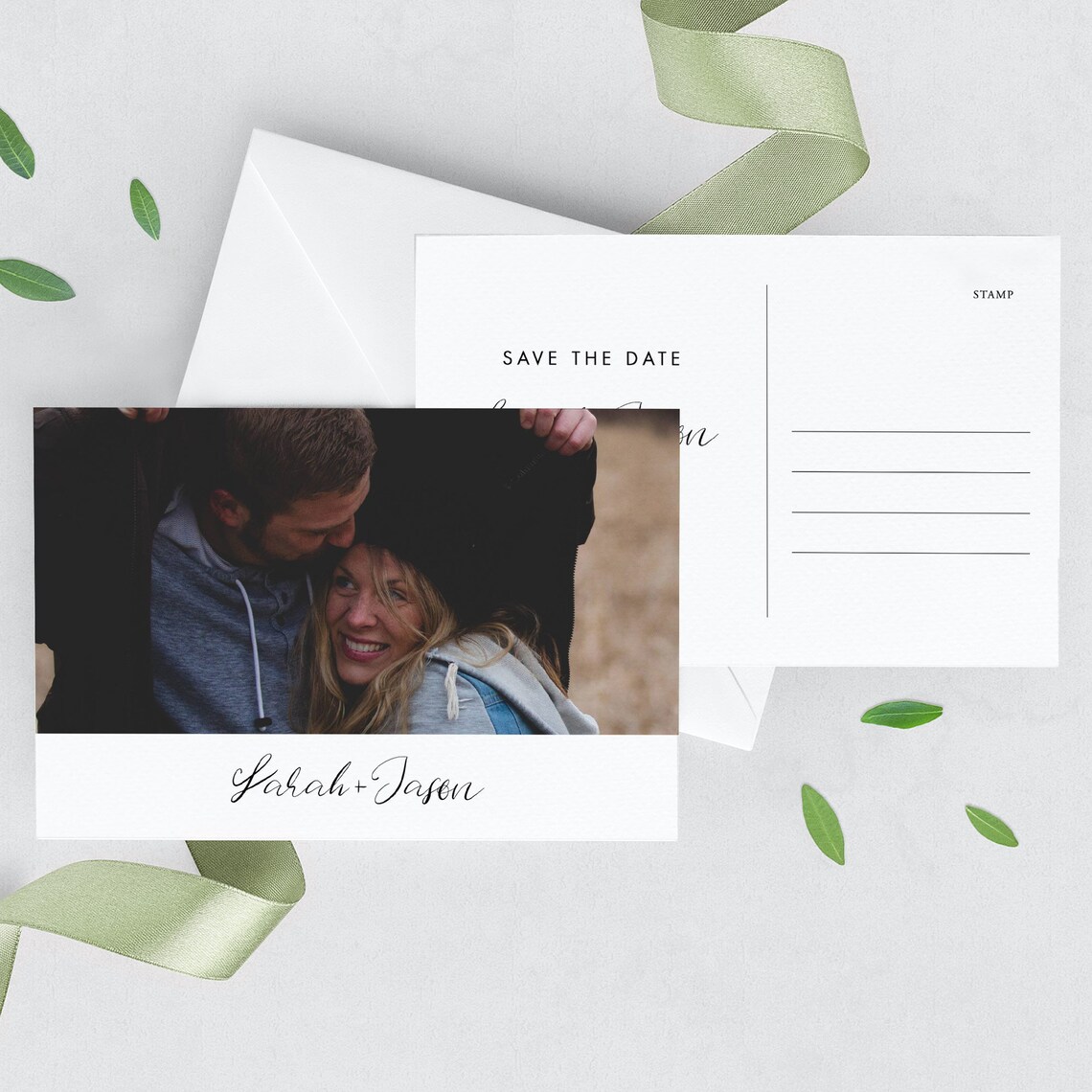 Printable Invitation Photo Save the Date Template Templett Simple ...