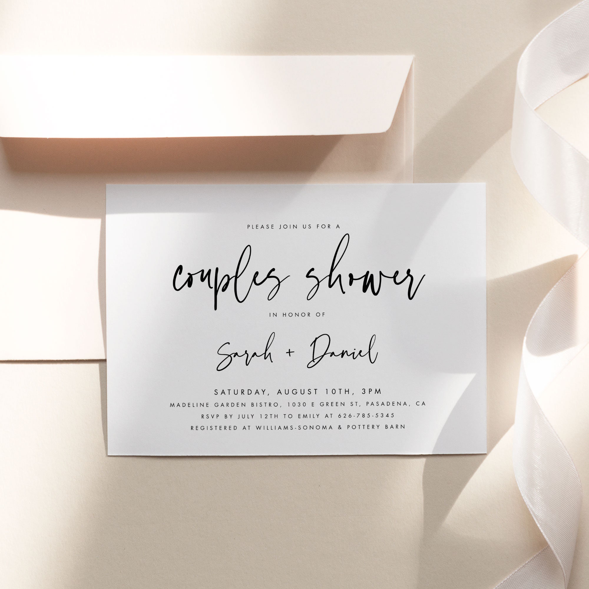 Couples Shower Invitation Template Modern Wedding Shower Invite Simple ...