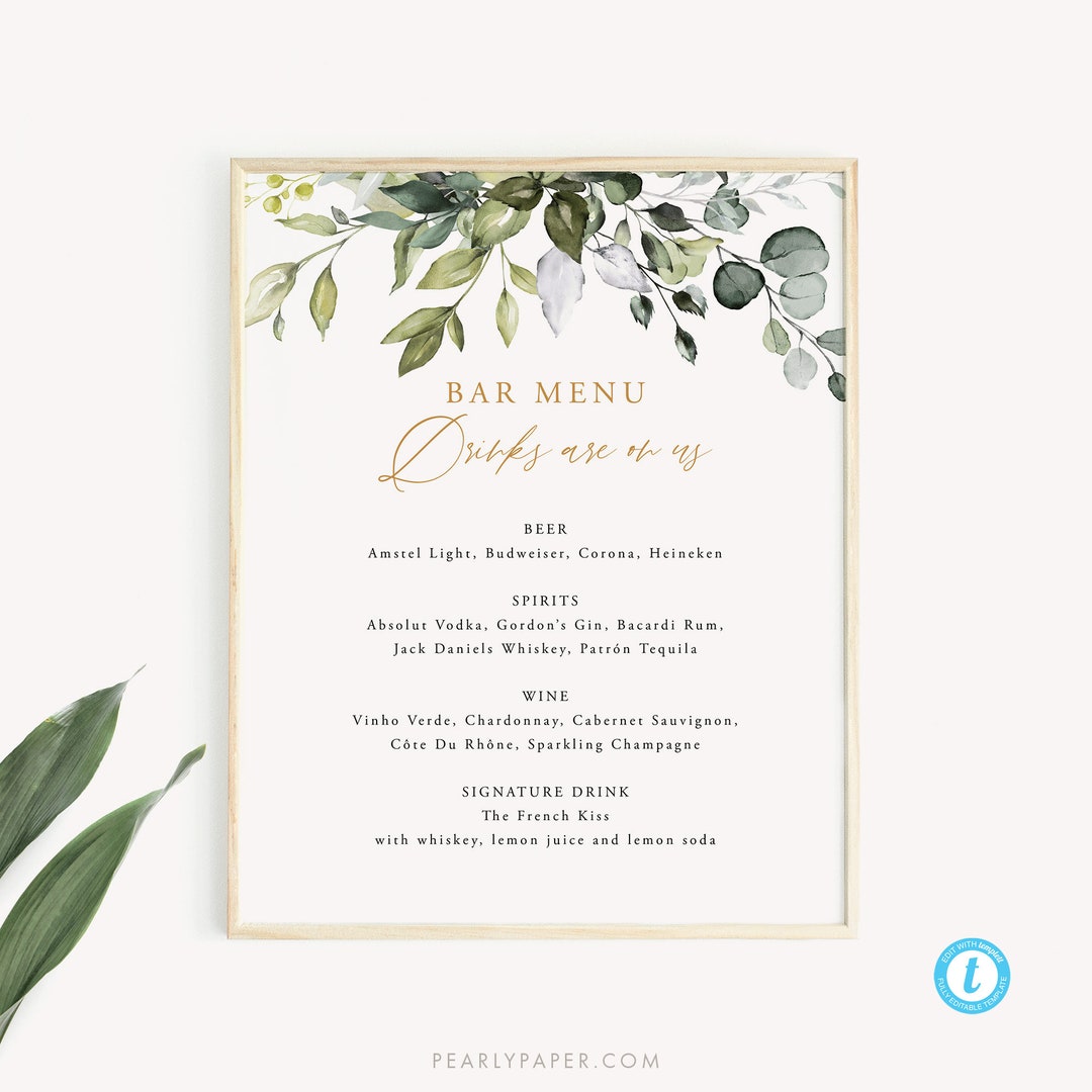 Rustic Bar Menu Sign Template Download Rustic Bar Menu Sign Drinks Sign ...