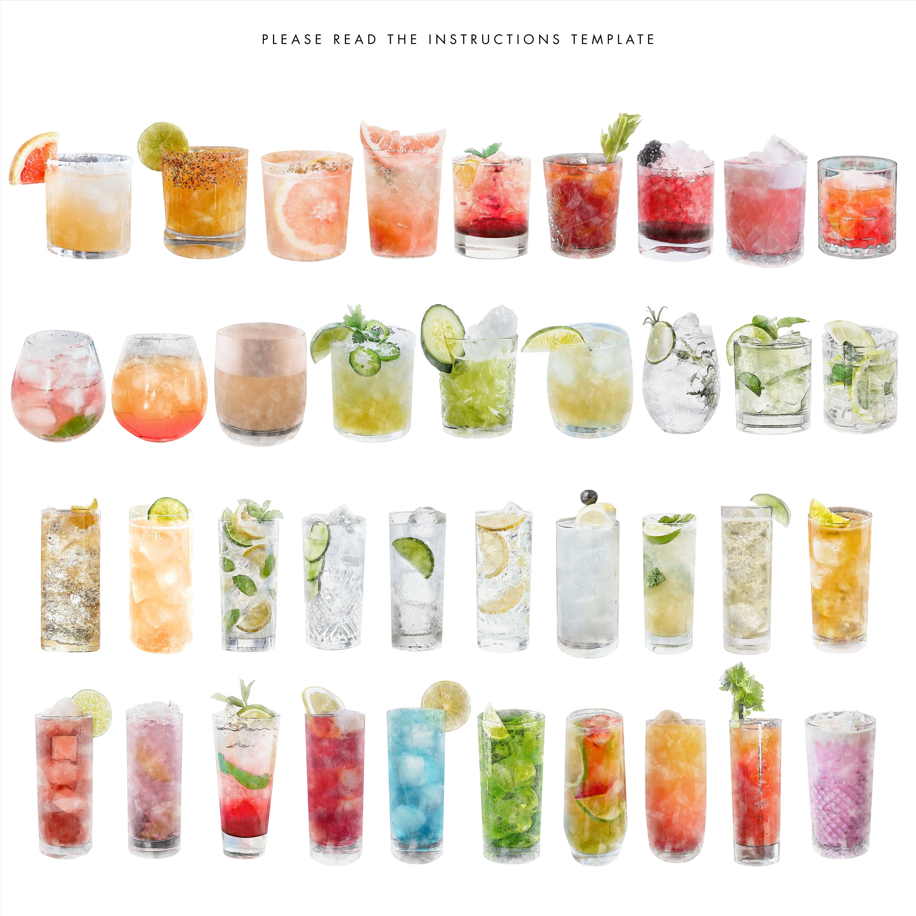 Printable Cocktails Drink Template Download Signature - Etsy