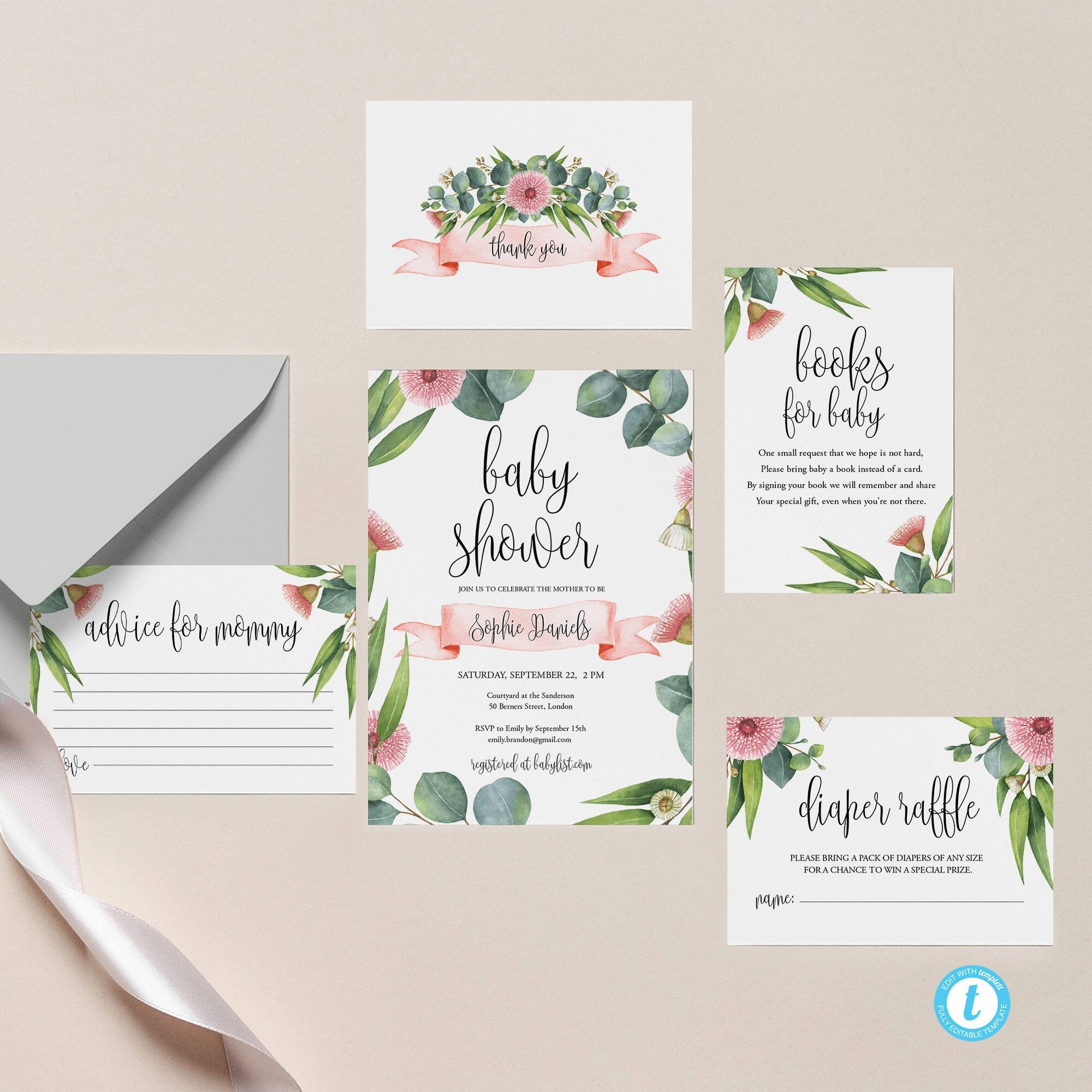 Printable Baby Shower Set Invitation Template Download Baby Shower ...