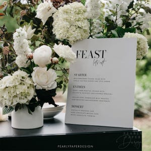 Dinner Menu Sign Template, Minimalist Buffet Menu Sign, Wedding Menu ...