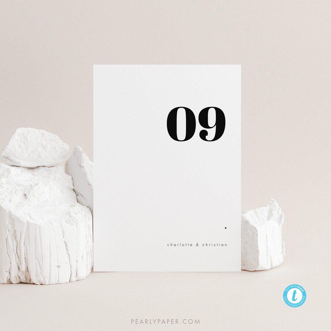 Modern Table Numbers Template Download Templett Simple Wedding Table ...