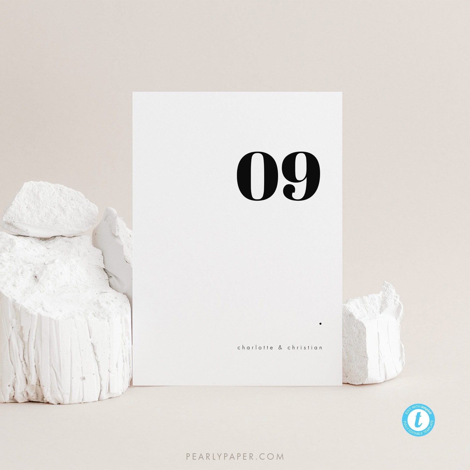 Modern Table Numbers Template Download Templett Simple Wedding | Etsy