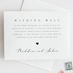 Modern Wishing Well Card Simple Modern Wedding Gift Request Wedding ...
