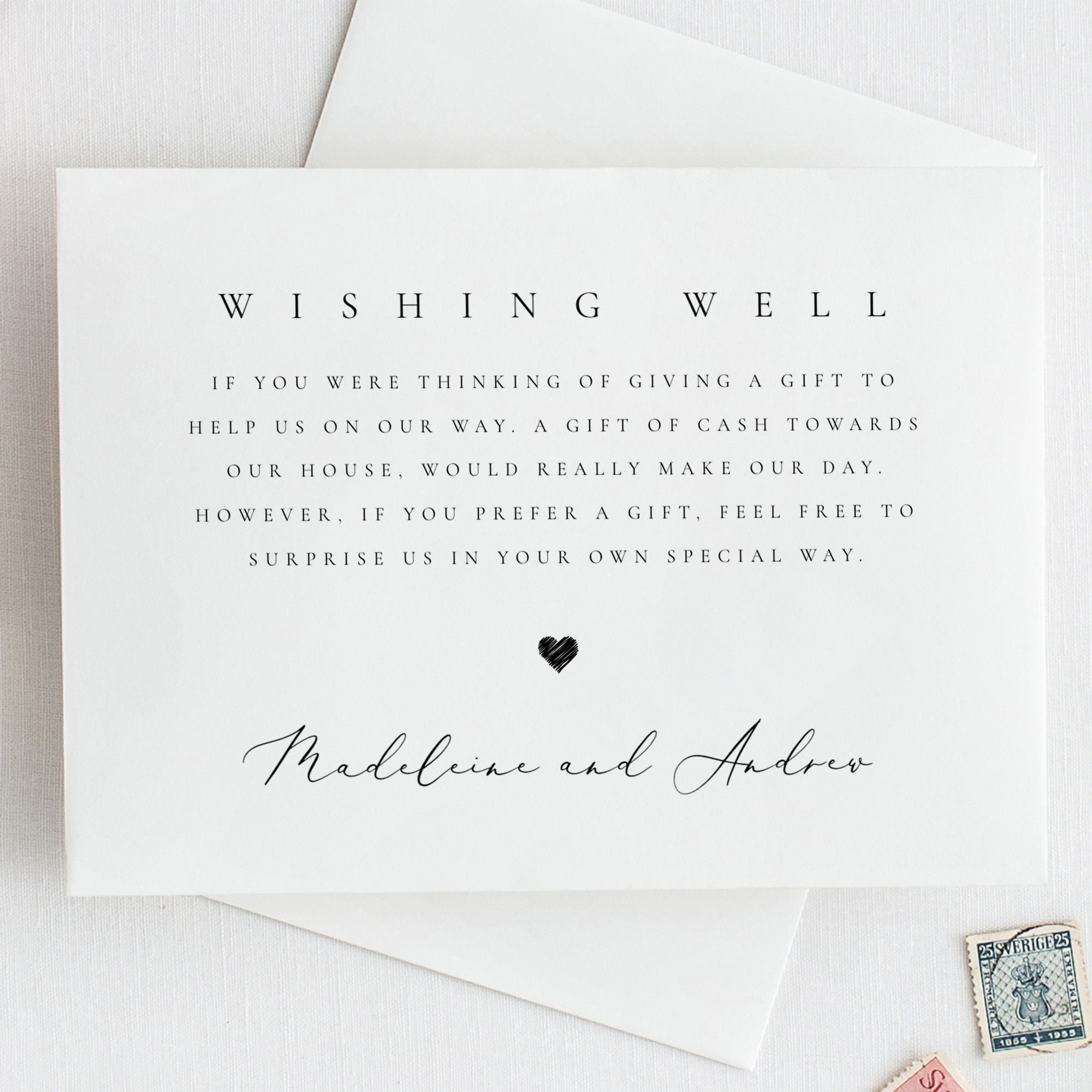 Modern Wishing Well Card Simple modern Wedding Gift Request | Etsy