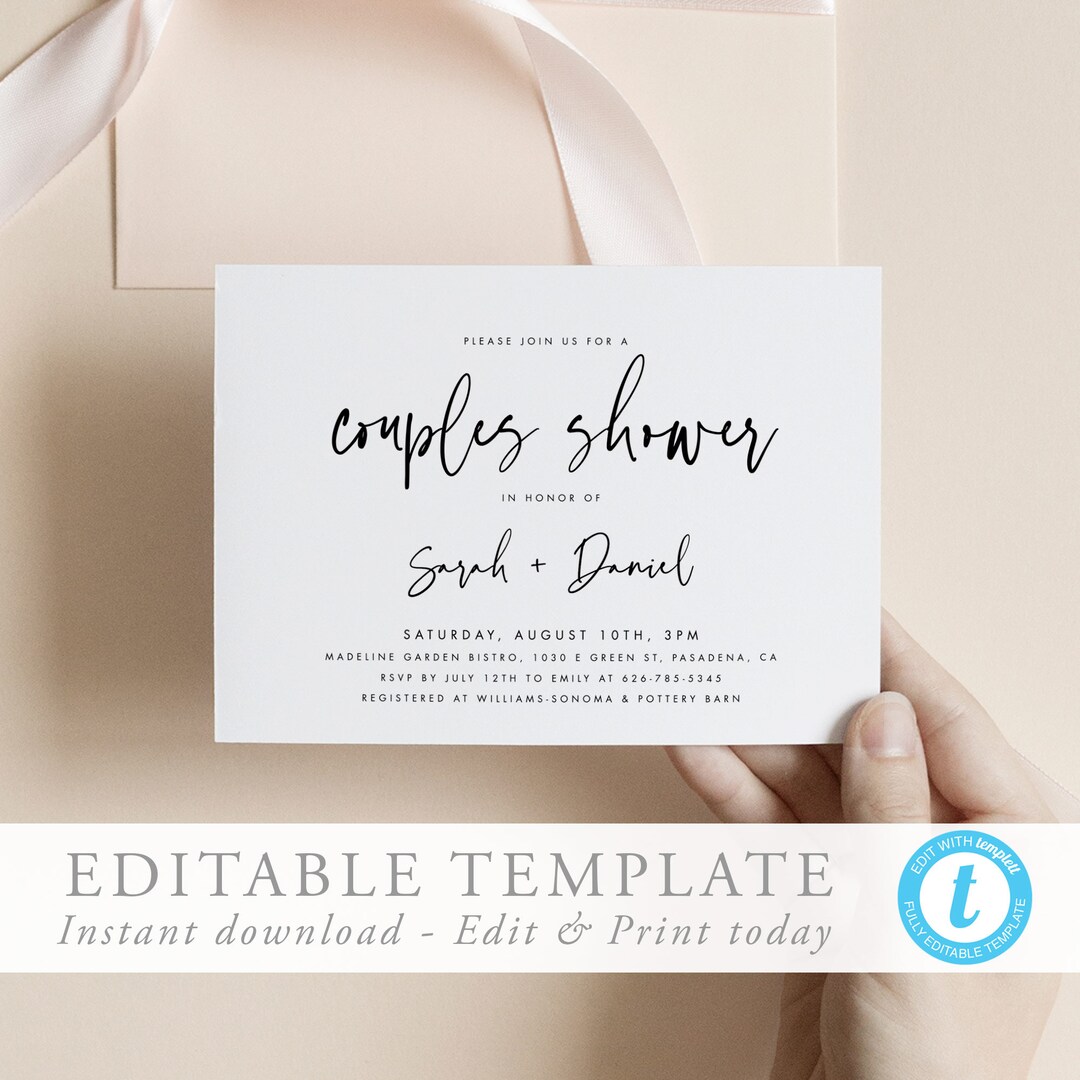 Couples Shower Invitation Template Modern Wedding Shower Invite Simple ...