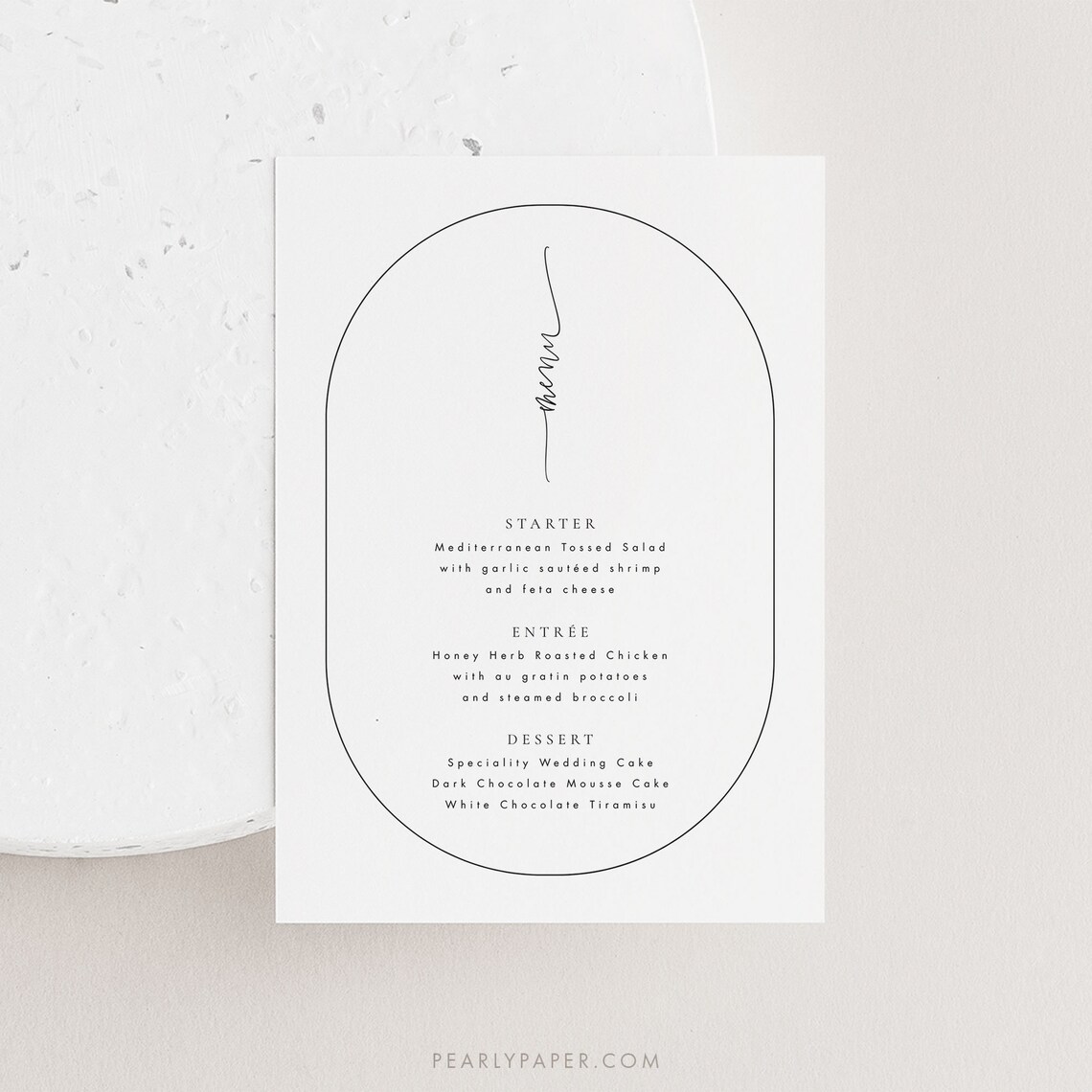 Double Arched Menu Template Download Modern Wedding Menu Oval | Etsy