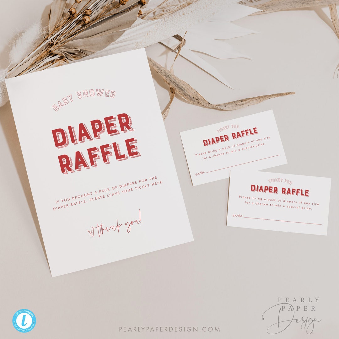Diaper Raffle Game Template, Minimalist Baby Shower Game, Printable ...