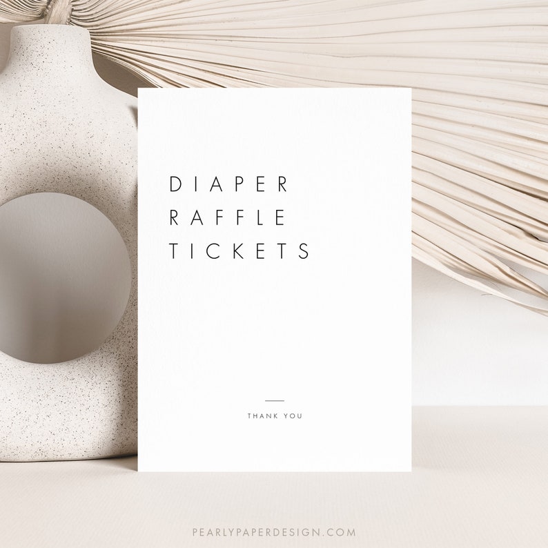 Diaper Raffle Ticket Sign Template, Minimalist Baby Shower Game ...