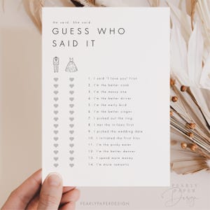 Guess Who Said It Bridal Game Template, He Said She Said Game ...