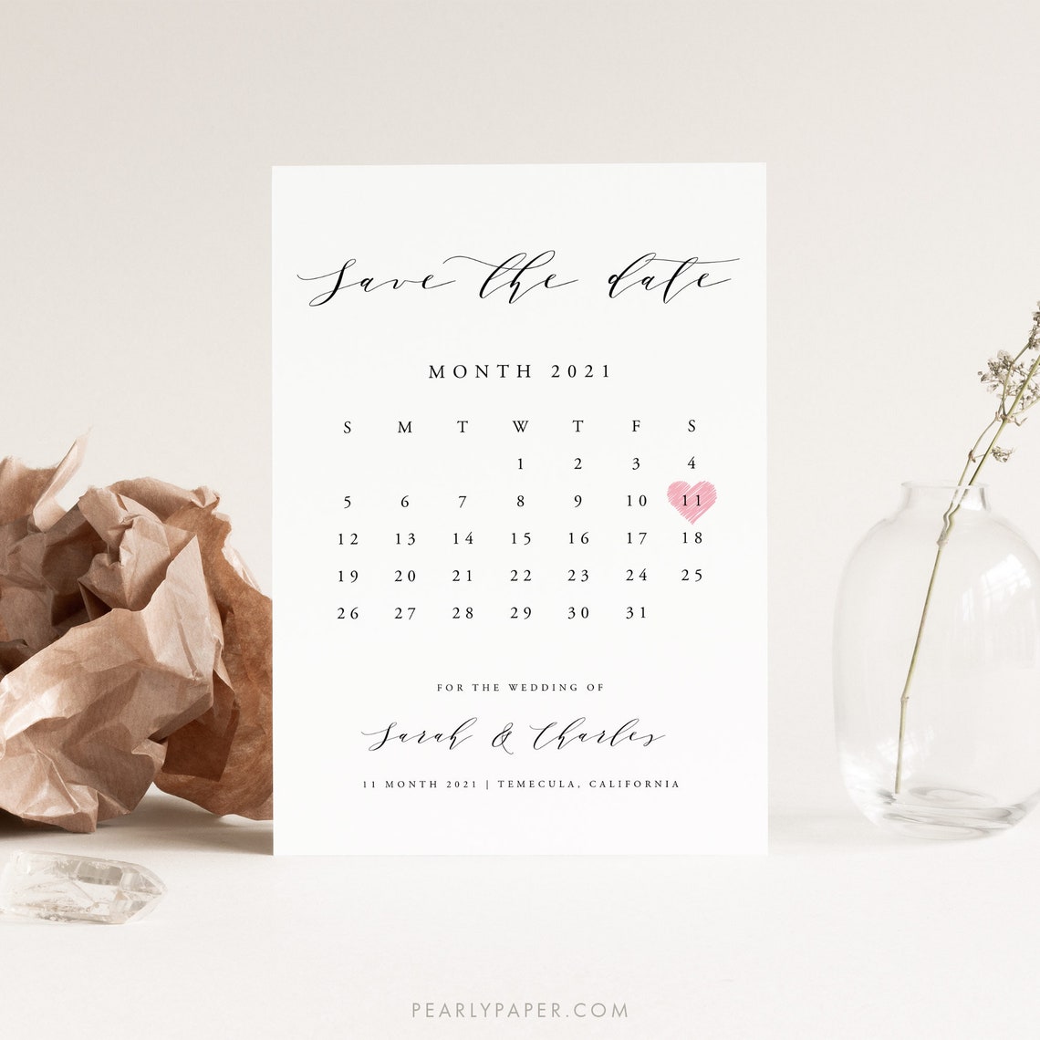Printable Calendar Save the Date Template Printable Save Our | Etsy
