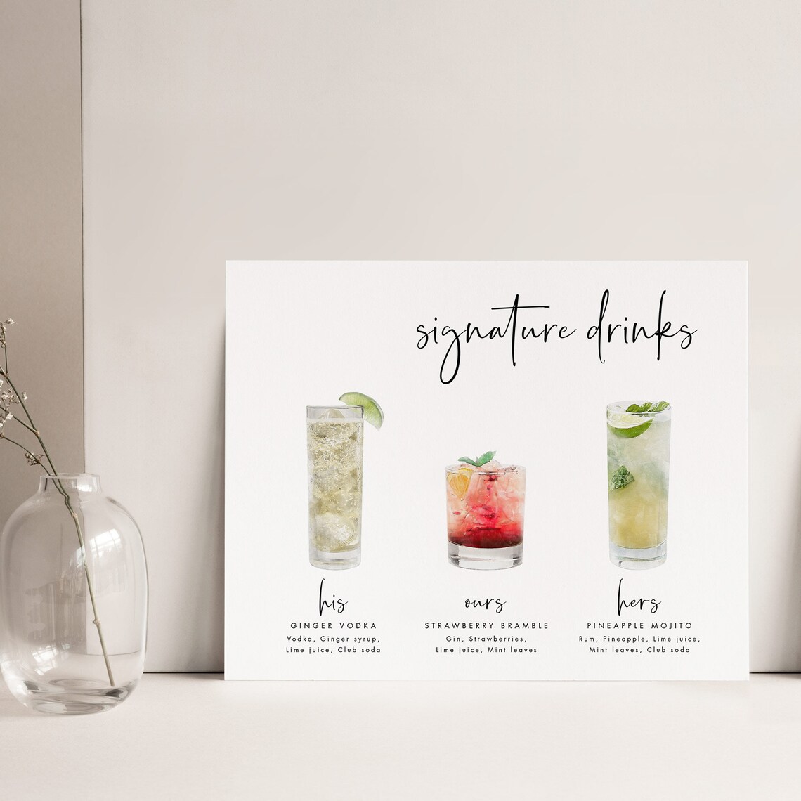 Printable Cocktails Drink Template Download Signature - Etsy