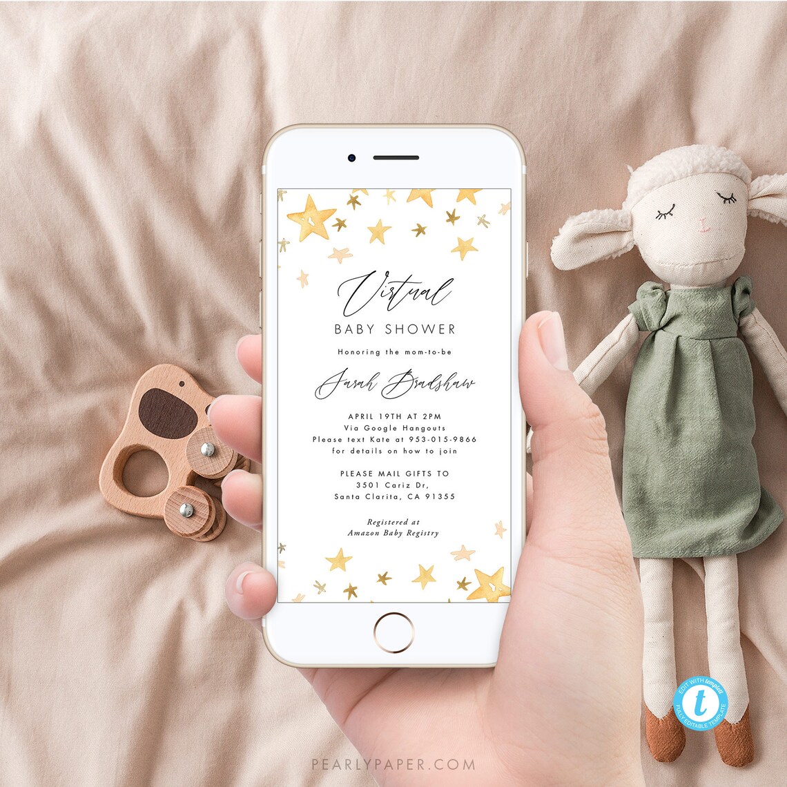 Virtual Baby Shower Invitation Template Download Digital Baby | Etsy