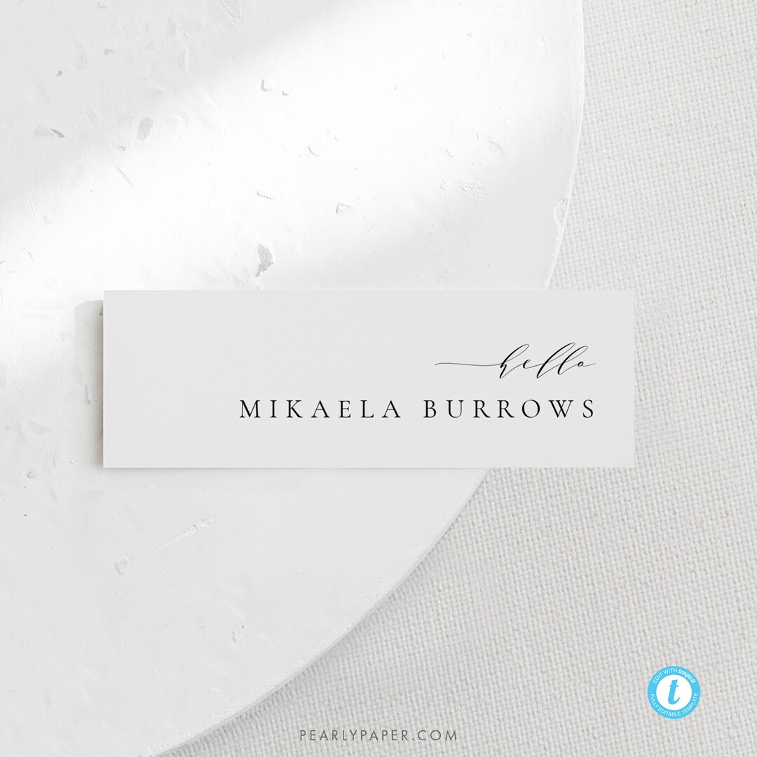 Printable Place Card Template Download Minimalist Name Card - Etsy