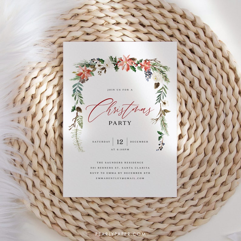 Printable Christmas Invitation Template Rustic Christmas - Etsy