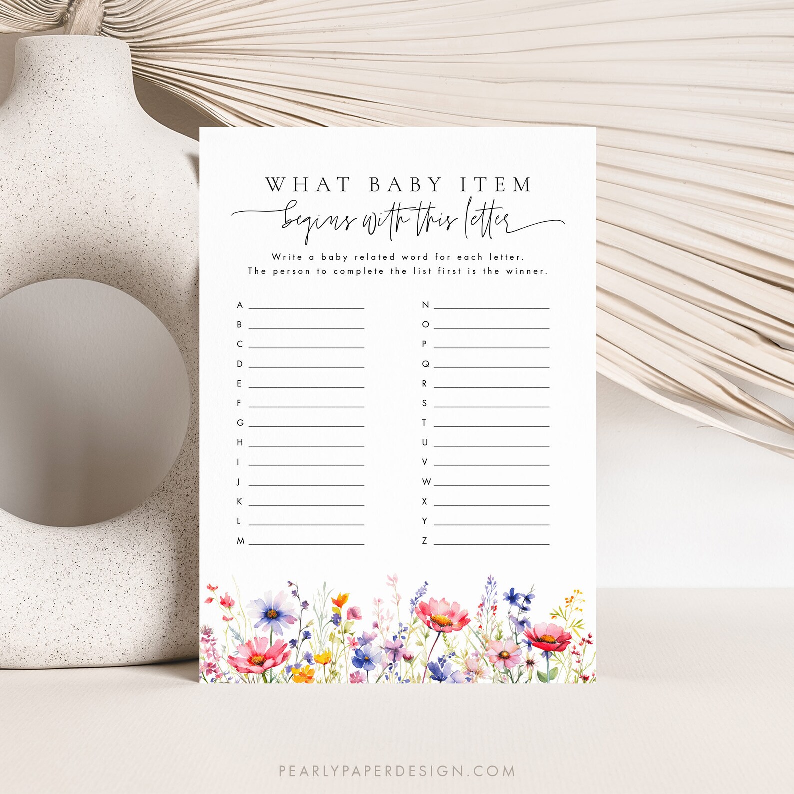 Floral Baby Items ABC Game Template, Wildflower Baby Item Letter Game ...