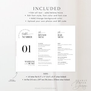 Trifold Table Number Template, Modern Wedding Menu, Printable Trifold ...