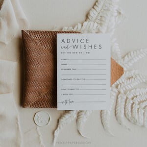 Wedding Advice and Wishes Template, Wedding Advice Card, Editable ...