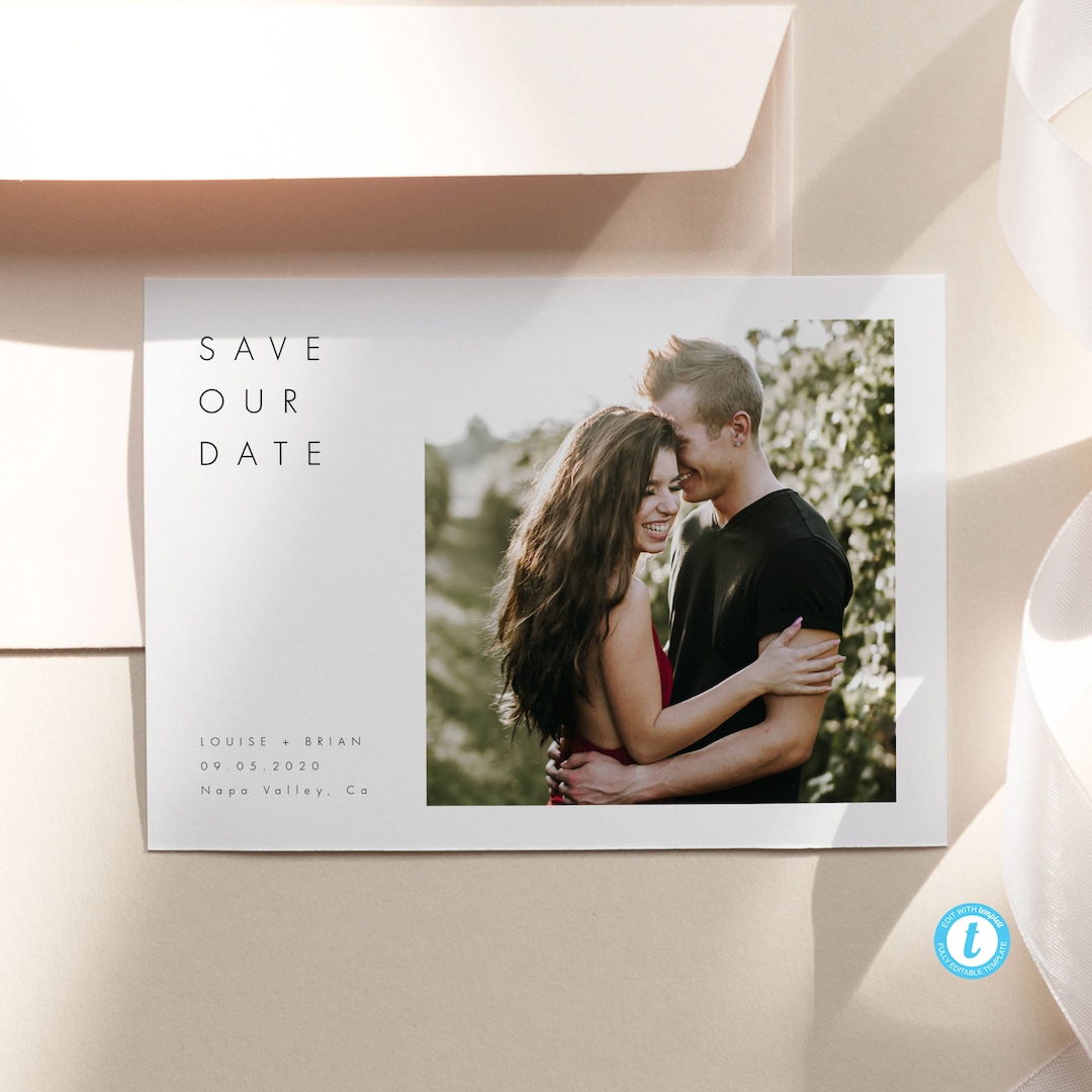 Minimalist Photo Save the Date Template Download Printable Save the ...