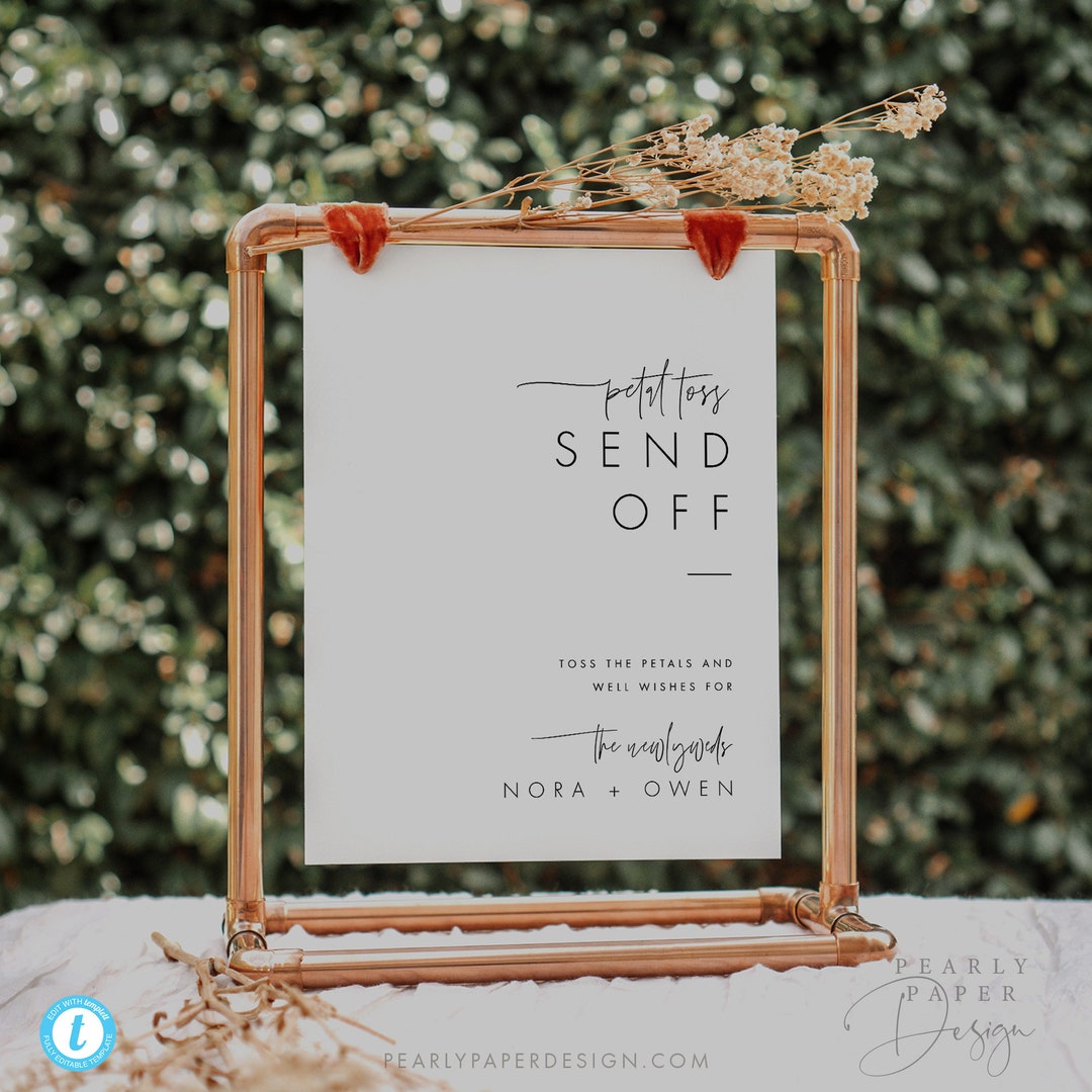 Petal Toss Send off Sign Template Download, Minimalist Petal Toss Sign ...