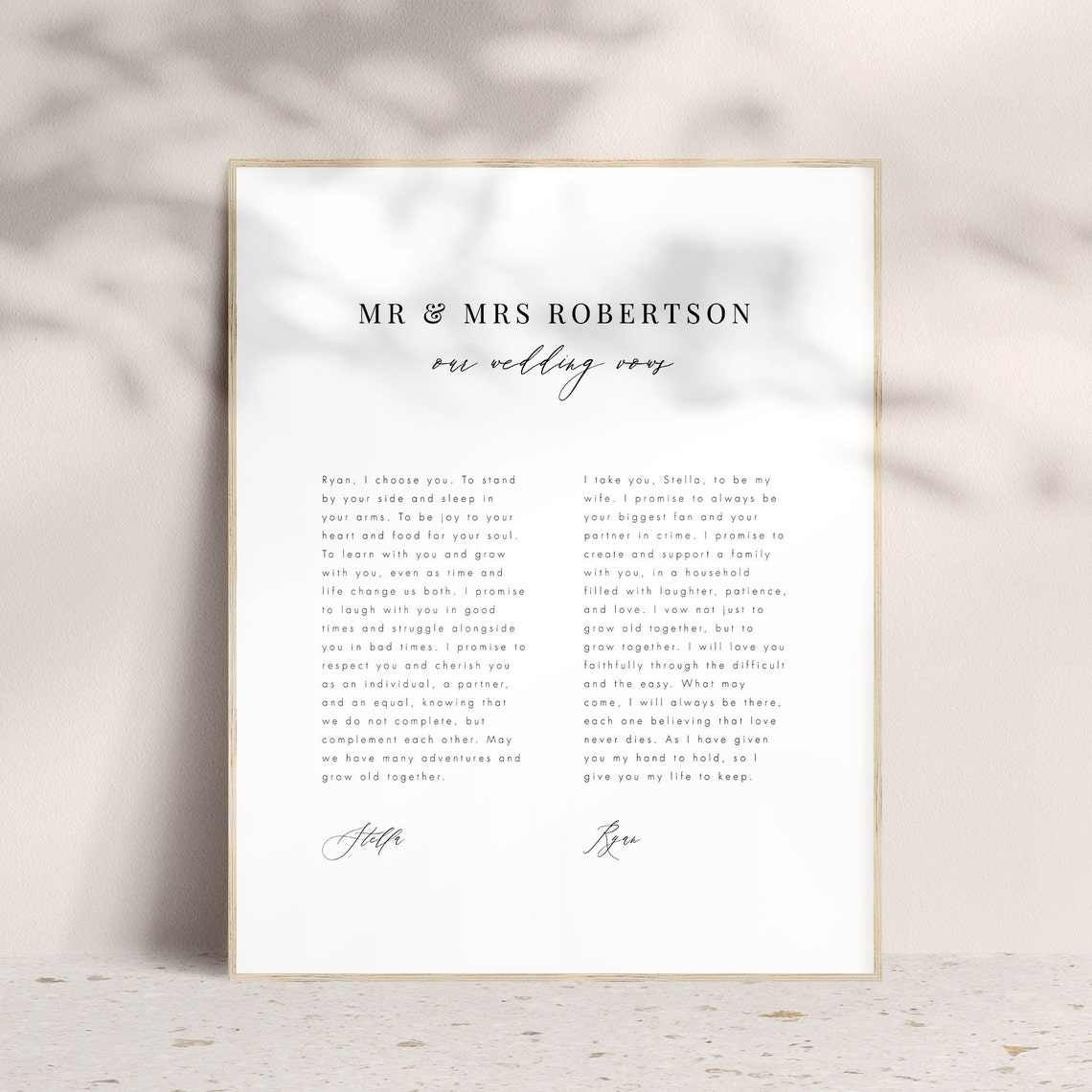 Printable Wedding Vows Template Download Anniversary Gift Wedding Vow ...
