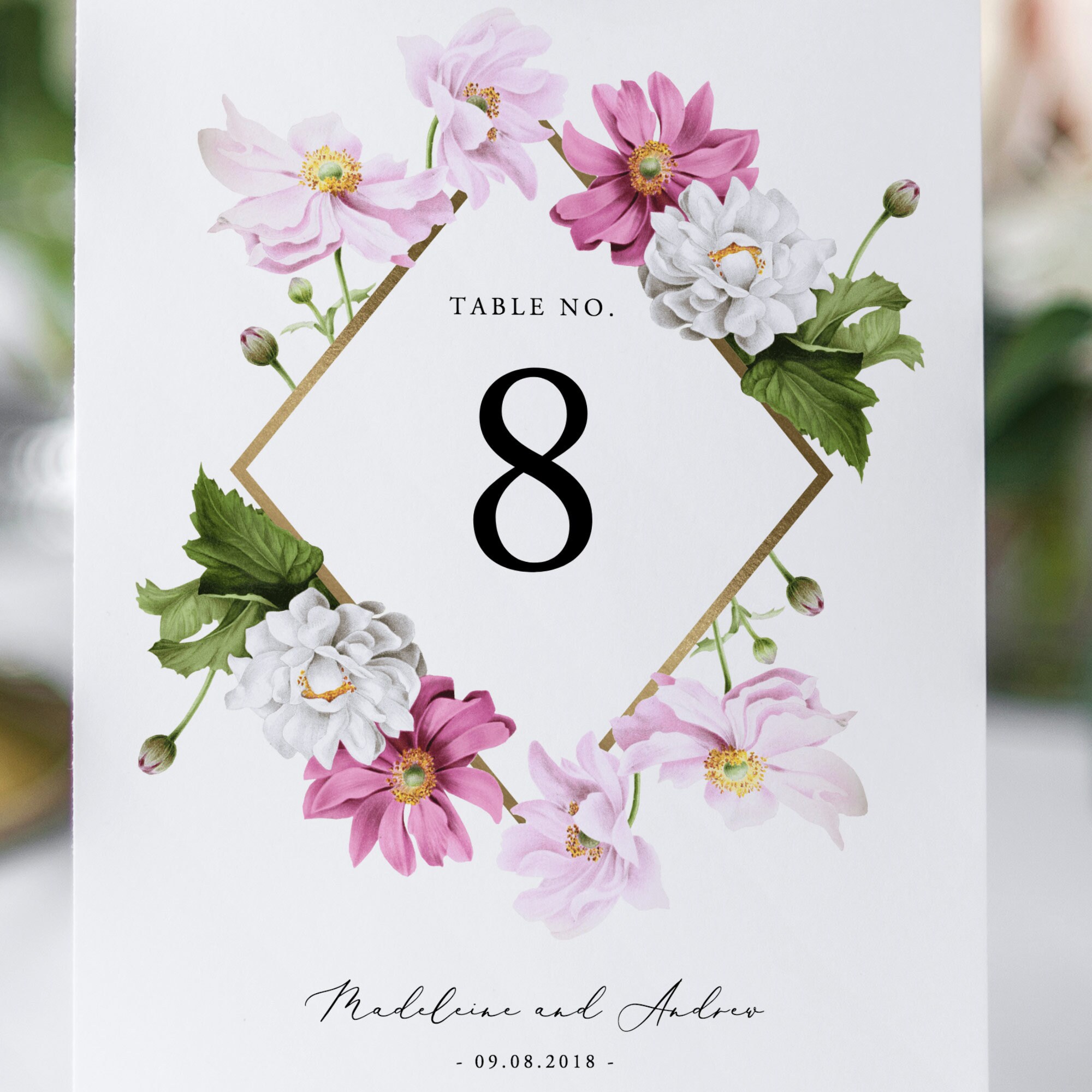 Floral Table Numbers Template Templett Wedding Table Number - Etsy