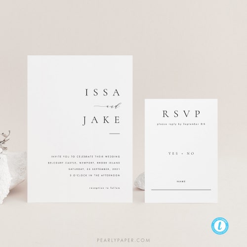 Simple Wedding Invitation Template Download Scandinavian - Etsy