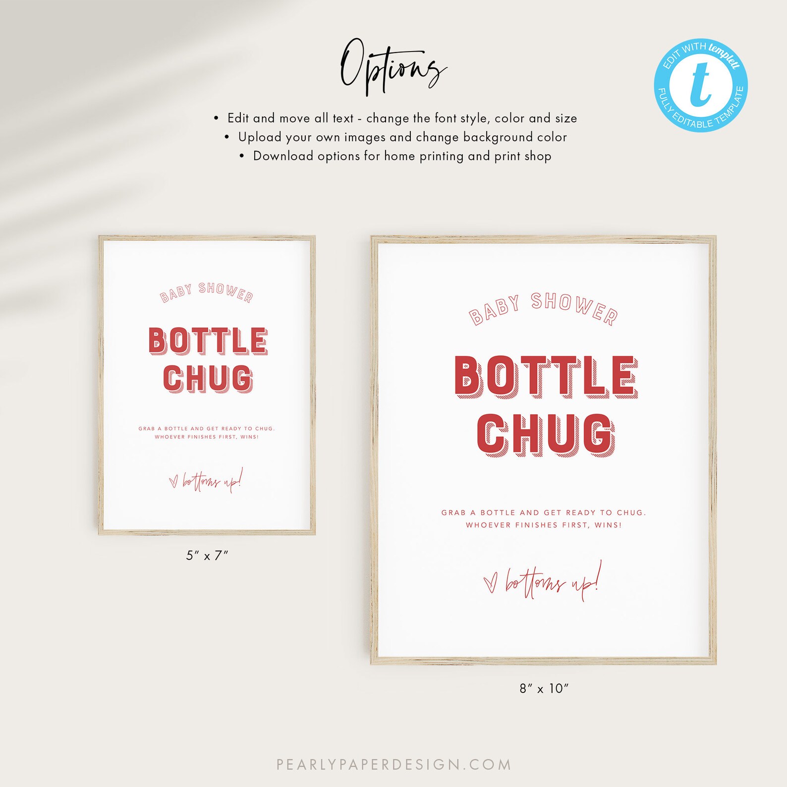 Bottle Chug Game Sign Template, Printable Baby Game Sign, Baby Shower ...