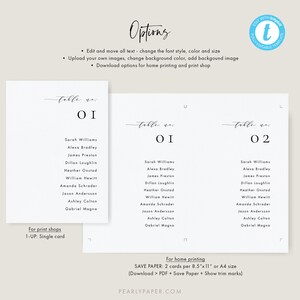 Simple Table Numbers Seating Chart Cards Template, Wedding Seating Plan ...