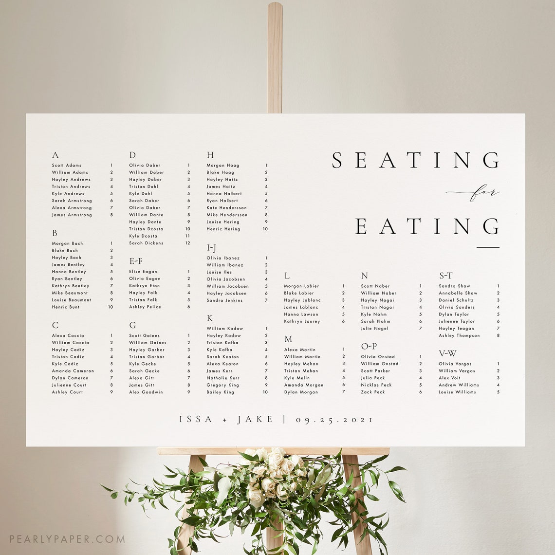 Alphabetical Seating Chart Template Download Minimalist - Etsy